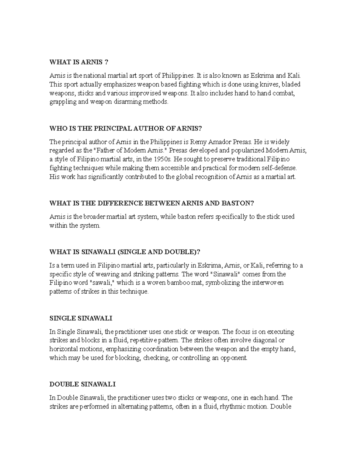 Definition of arnis and techniques - WHAT IS ARNIS? Arnis is the ...