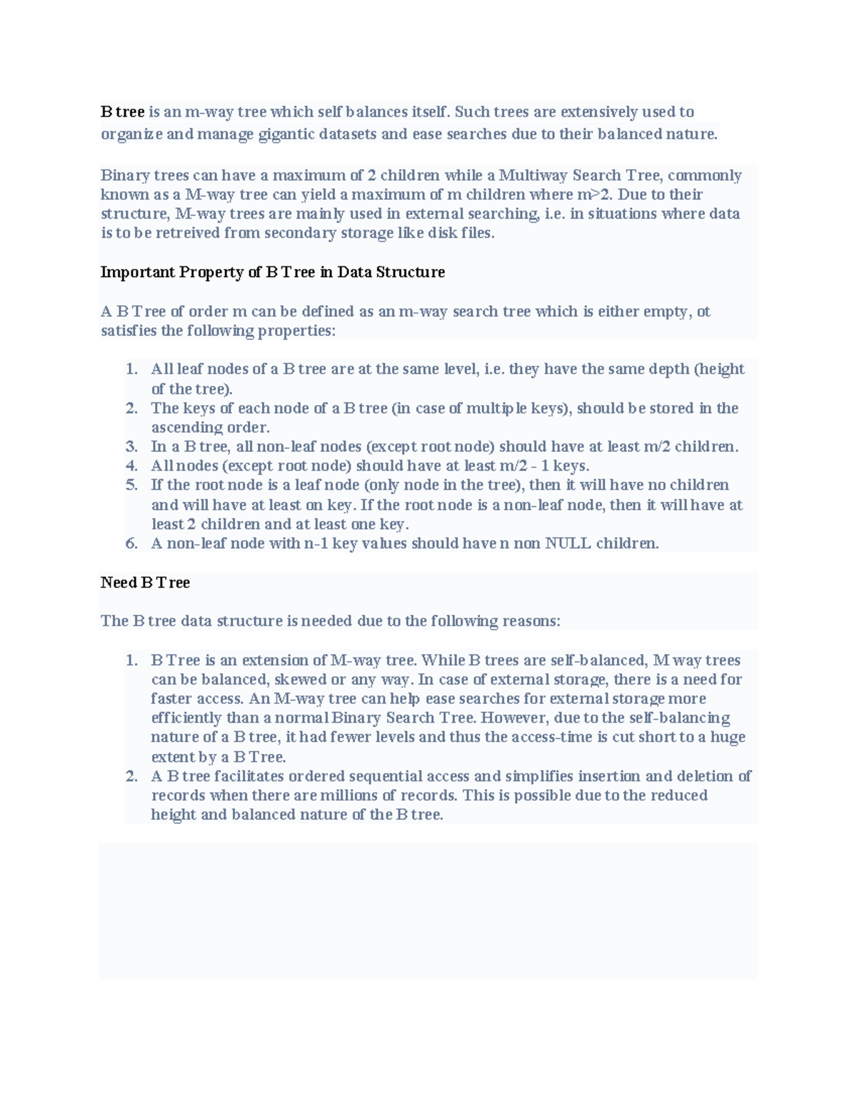 B Tree In Daa Data Structures B Tree Notes B Tree Is An M Way Tree