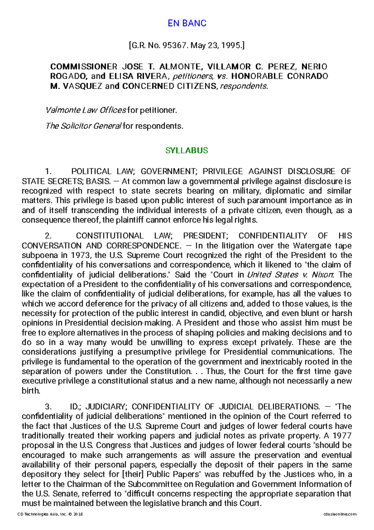Almonte v - EN BANC [G. No. 95367. May 23, 1995.] COMMISSIONER JOSE T ...