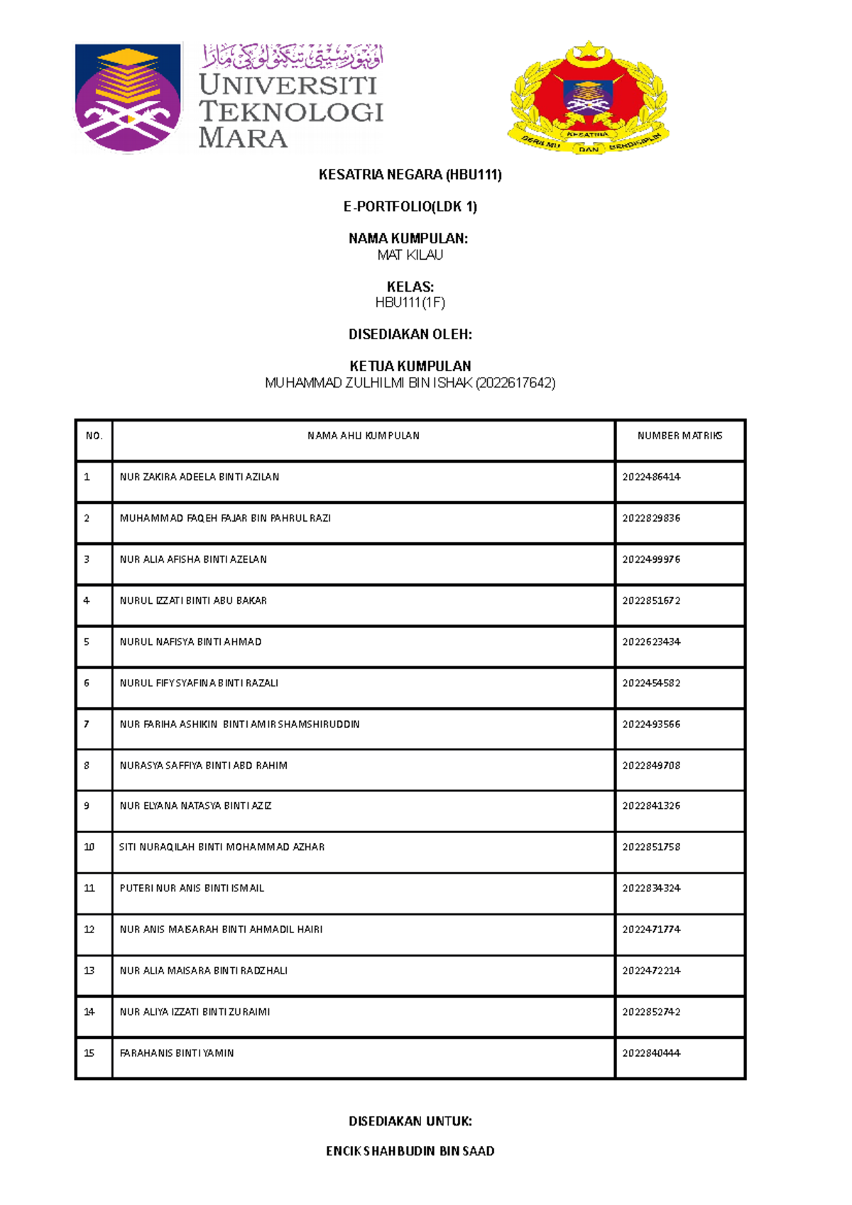Kesatria Negara HBU111 - KESATRIA NEGARA (HBU111) E-PORTFOLIO(LDK 1 ...