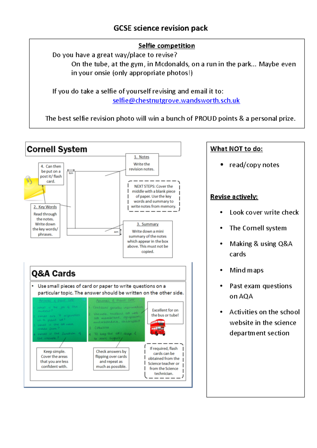 GCSE science revision pack - GCSE science revision pack Selfie ...