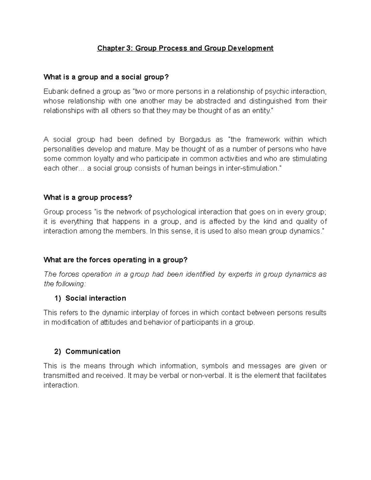 Chapter 3 Group Process AND Group Development - Chapter 3: Group ...