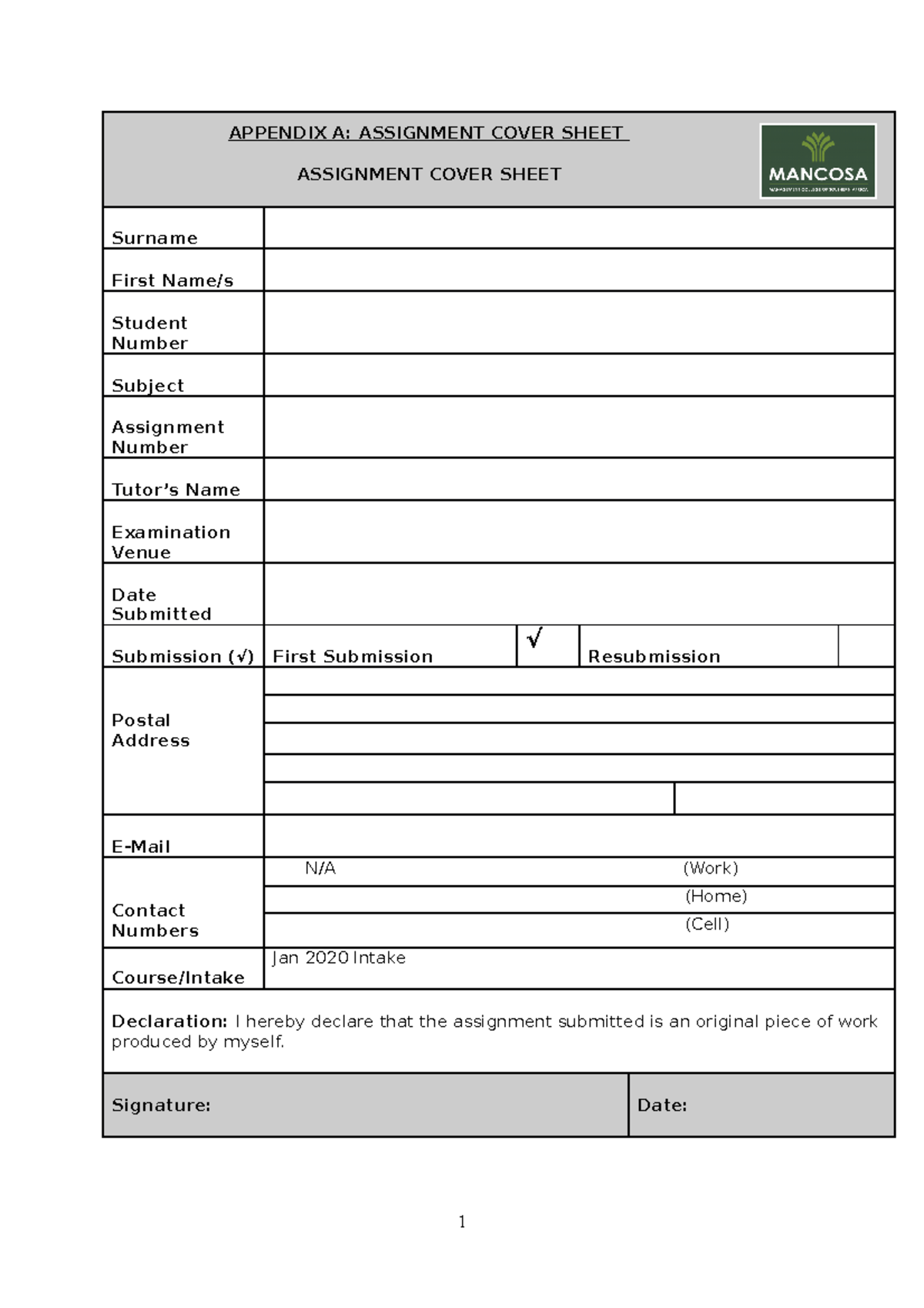 Marketing Assignment - APPENDIX A: ASSIGNMENT COVER SHEET ASSIGNMENT COVER SHEET Surname First ...