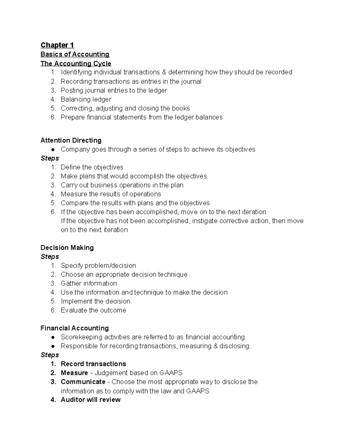 Accounting Outline - HRM ACTG 1500 NOTES - Chapter 1 Basics of ...