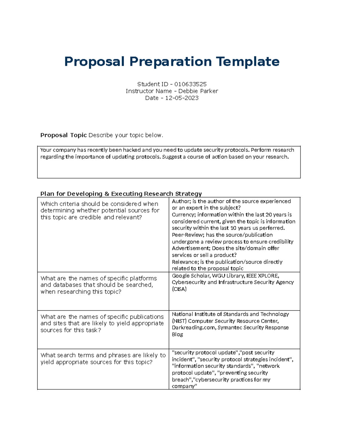 Proposal Preparation TASK 2 D270 PASSED - Proposal Preparation Template ...