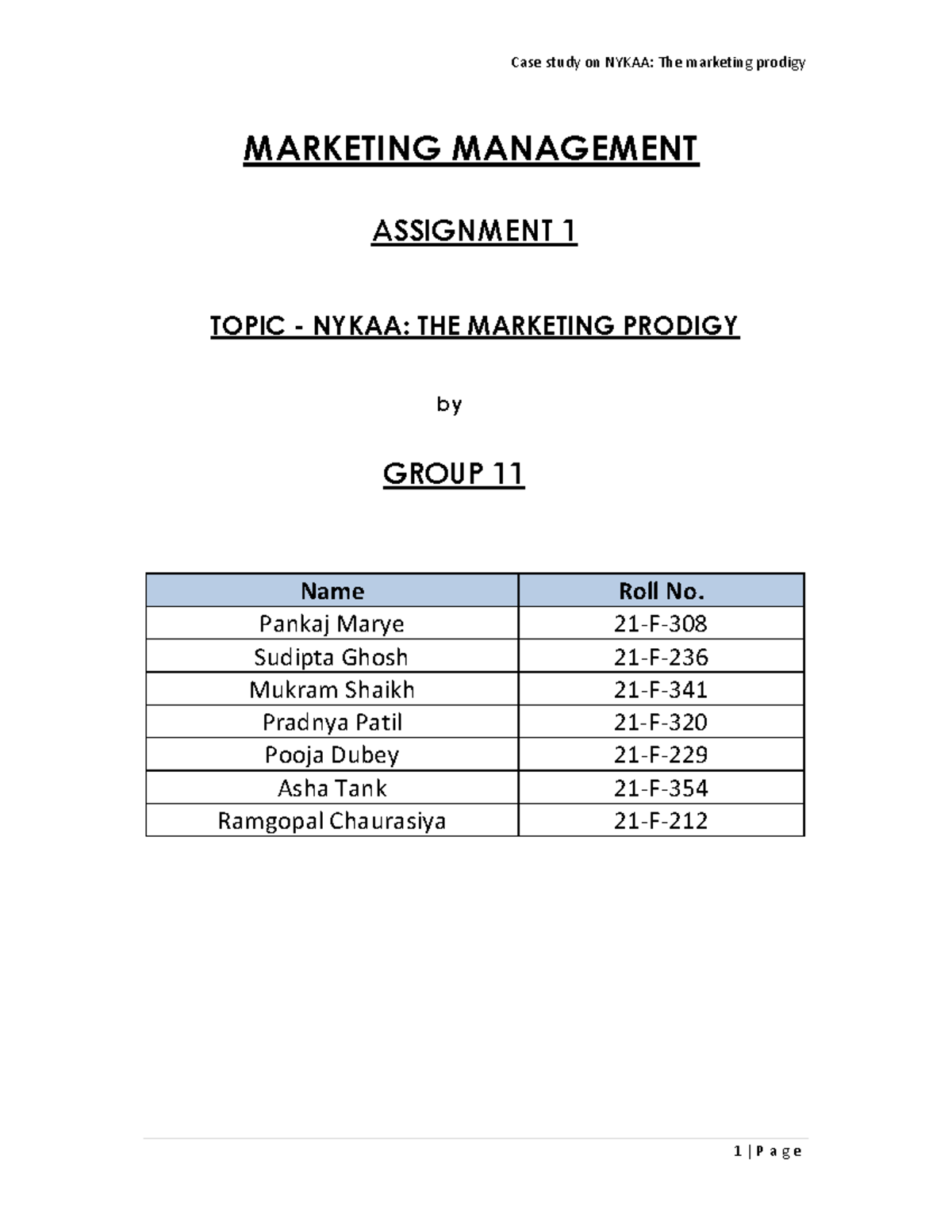 Marketing Management Assignment 1 - Organization Structure - Principles ...
