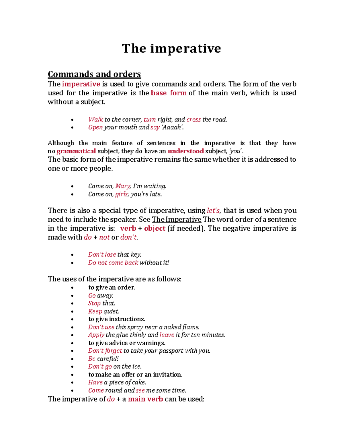 The imperative - This will help you to improve your skills - Ingles IV ...