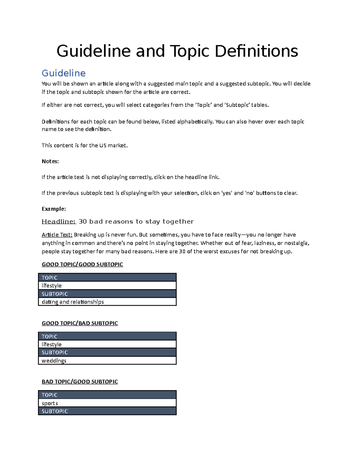 Topic Definitions V3 - Guideline and Topic Definitions Guideline You ...