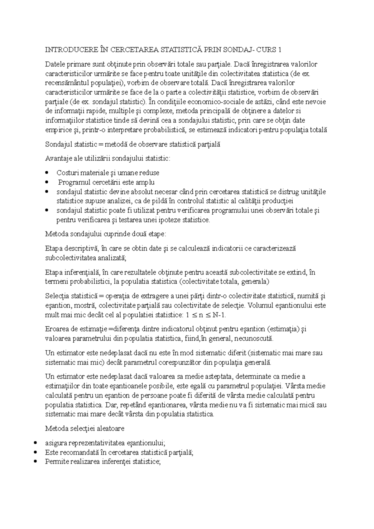Introducere ÎN Cercetarea StatisticĂ PRIN Sondaj - Statistica ...