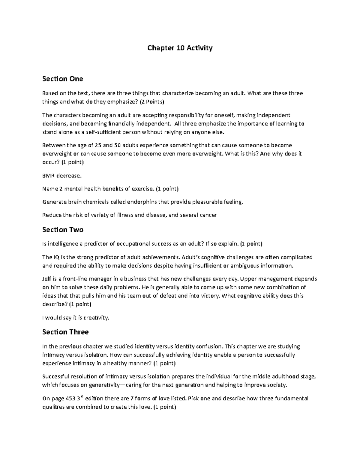 Psych 2304 Chapter 10 Activity - Chapter 10 Activity Section One Based ...