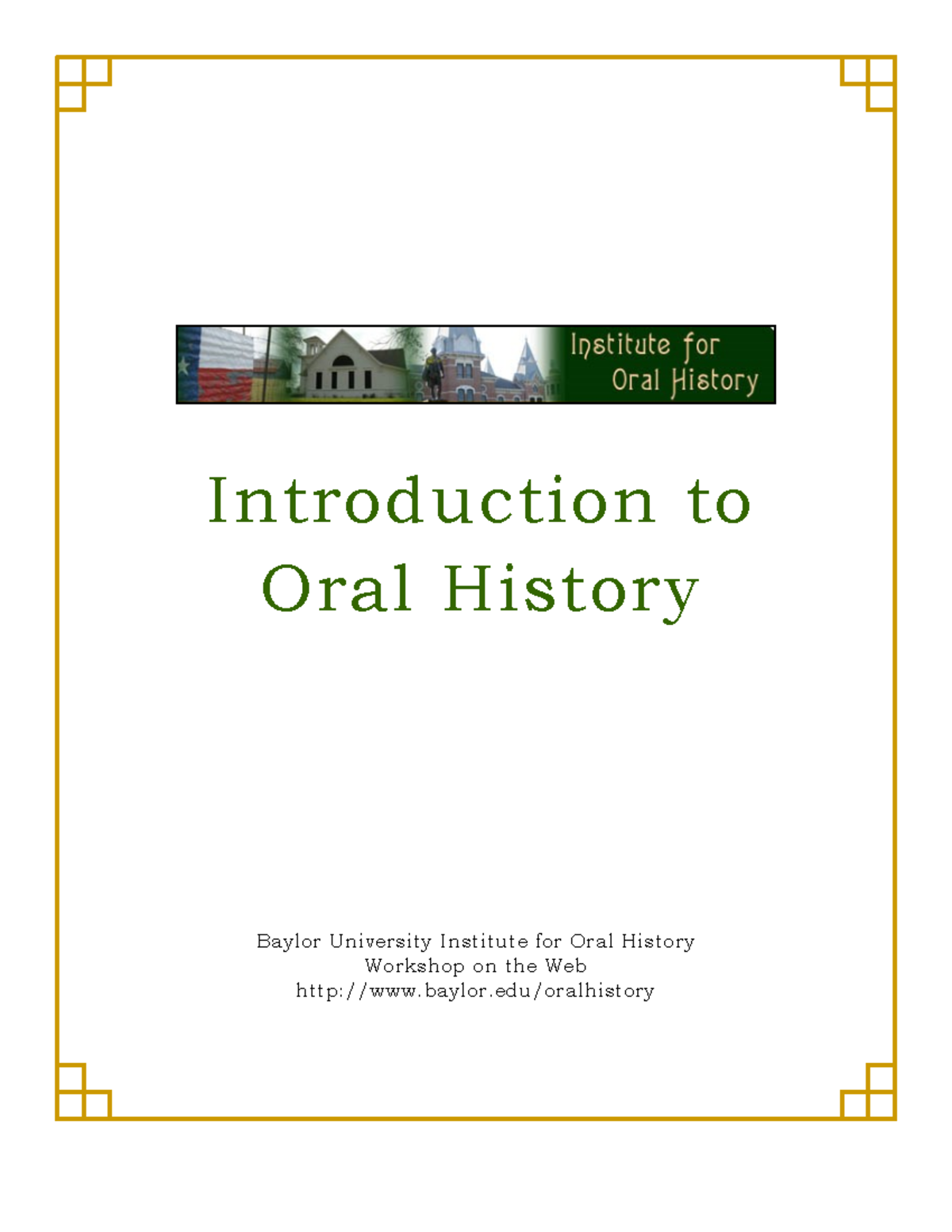 Intro manual 2016 - N/A - Introduction to Oral History Baylor ...