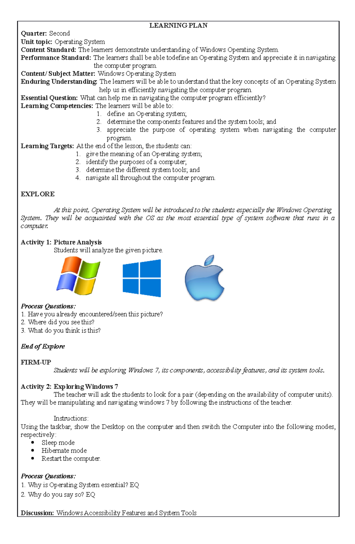 UBD ICT Second Quarter - LEARNING PLAN Quarter: Second Unit topic ...