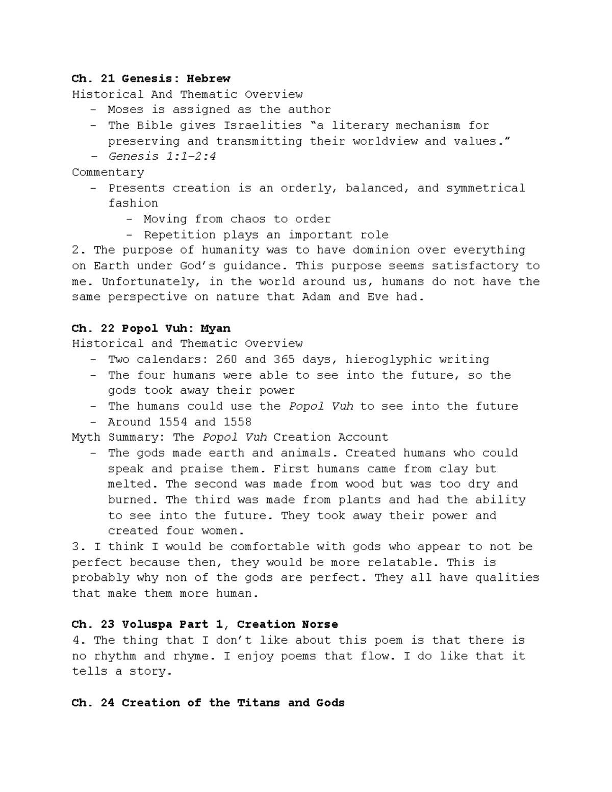 Creation Myths Book - Professor Guyant - Ch. 21 Genesis: Hebrew ...