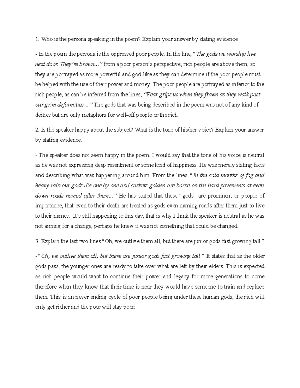 2111 - LINGUISTIC APPROACH - Who is the persona speaking in the poem ...