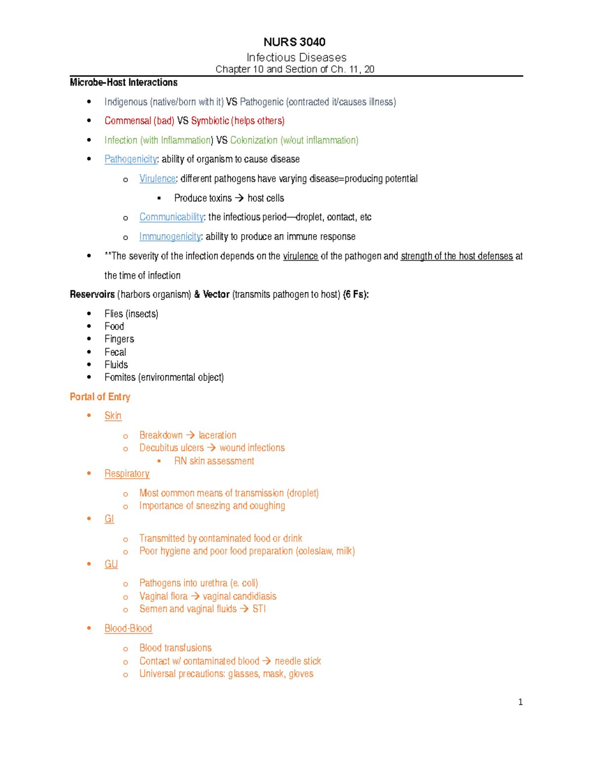13 Infectious Disease student outline - Infectious Diseases Chapter 10 ...