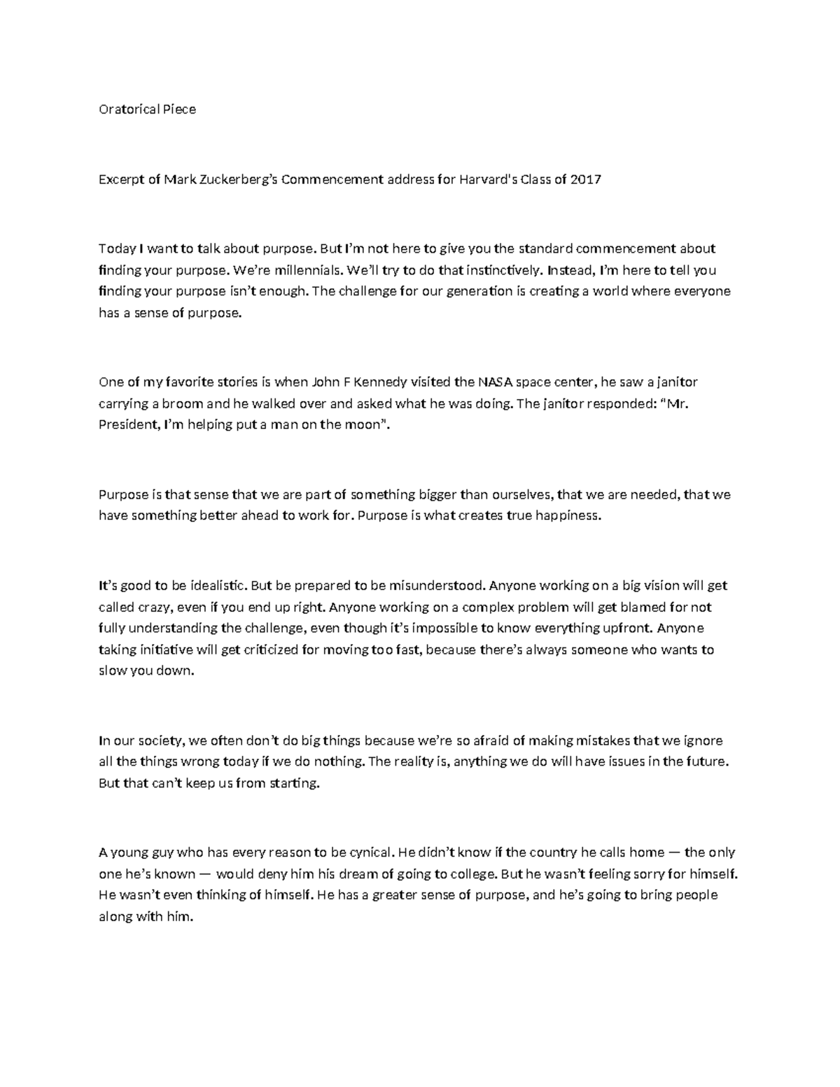 Oratorical Piec-WPS Office - Oratorical Piece Excerpt of Mark ...