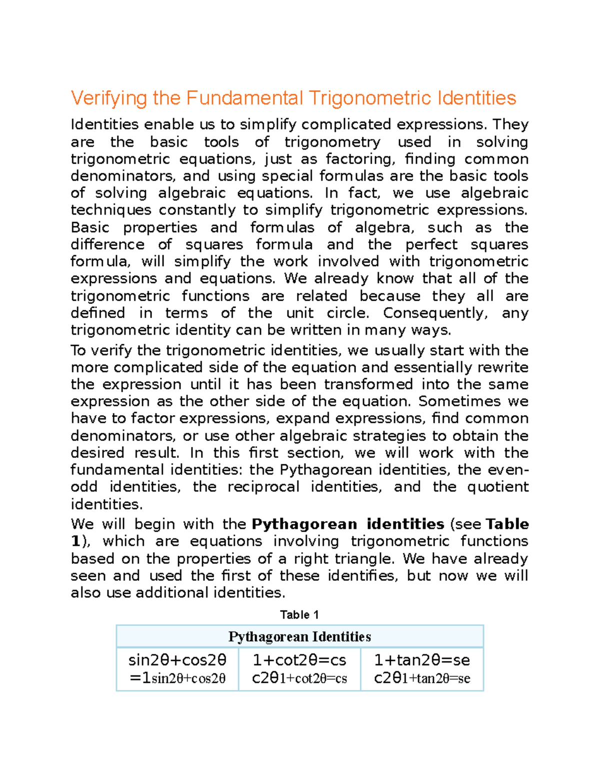 6-2 Reading and Participation Activities Solving Trigonometric ...