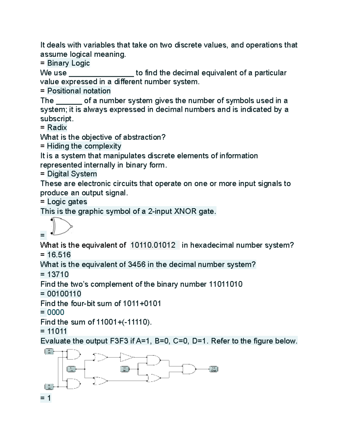Prelim Logic Circuit And Design It Deals With Variables That Take On Two Discrete Values And
