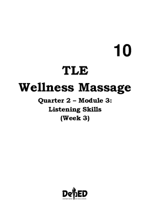 1 Q4 TLE Wellness Massage - 10 TLE Wellness Massage Quarter 4 – Module 1 Aftercare Service ...