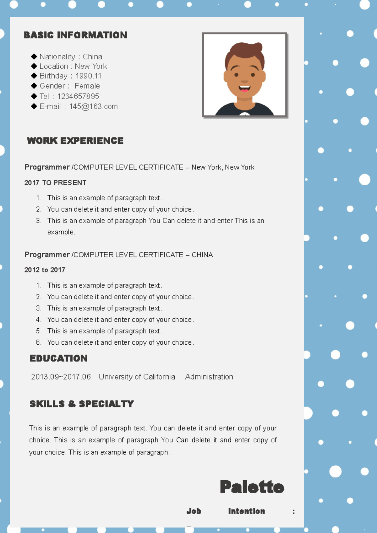 Cv for mat - Help - Nationality：China Location : New York Birthday：1990 ...