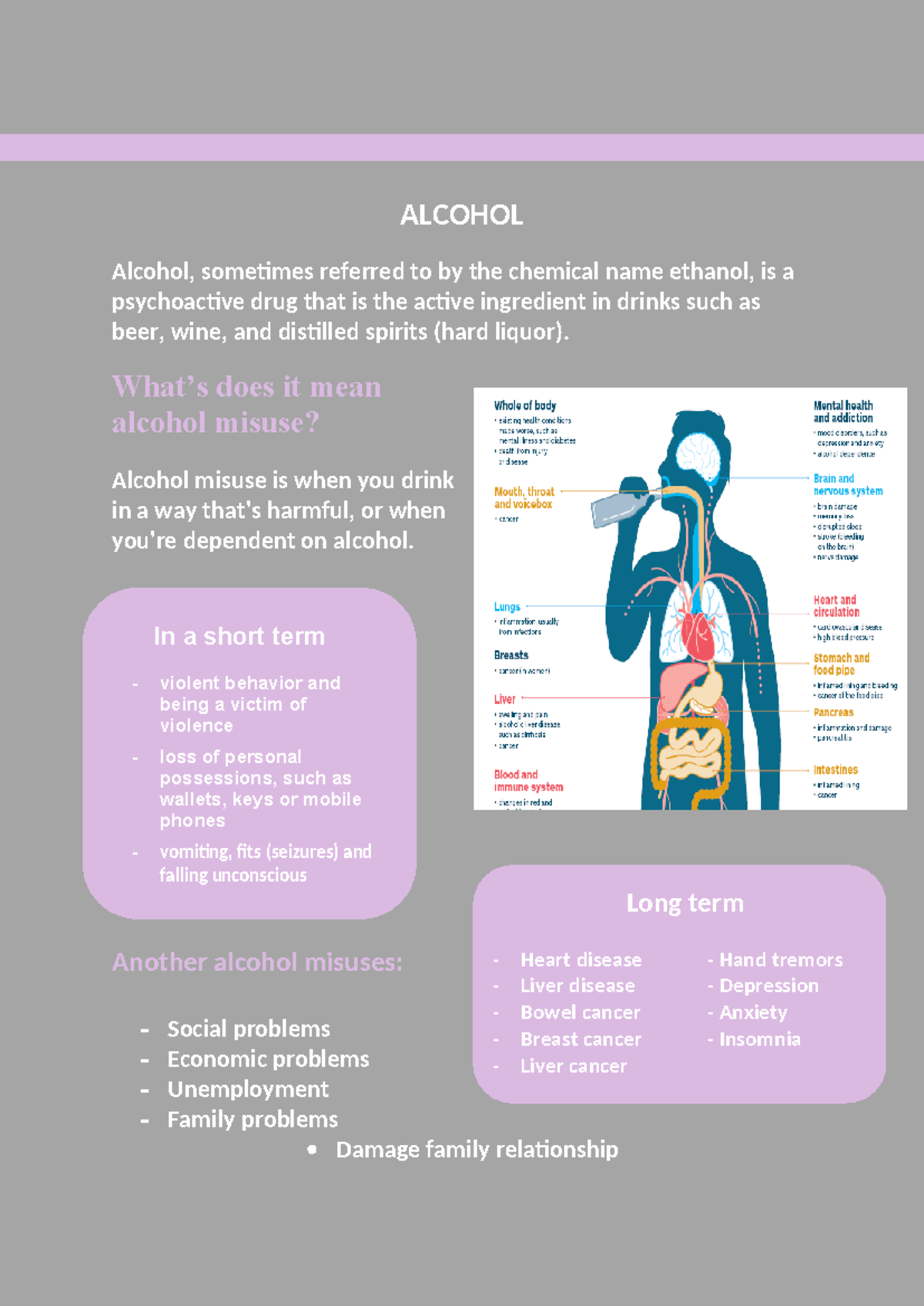 Alcoholn PSHE - apunte - ALCOHOL Alcohol, sometimes referred to by the ...