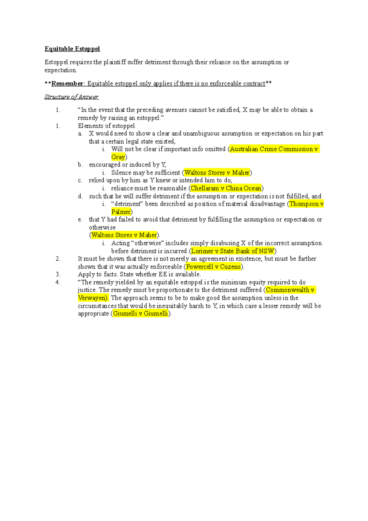 Equitable Estoppel - Equitable Estoppel Estoppel requires the plaintiff ...