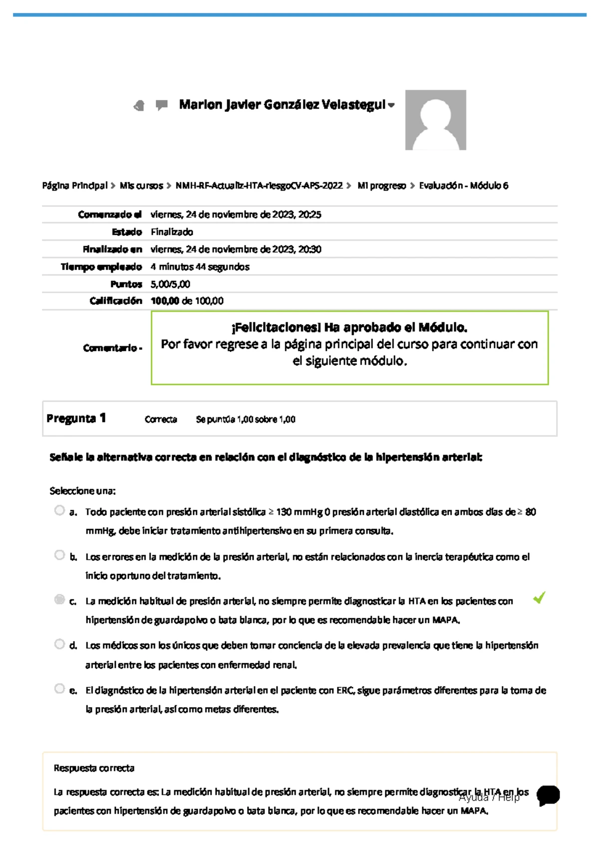 Evaluación - Módulo 4 Revisión del intento - Comenzado el viernes, 24 de noviembre de 2023, 20 ...