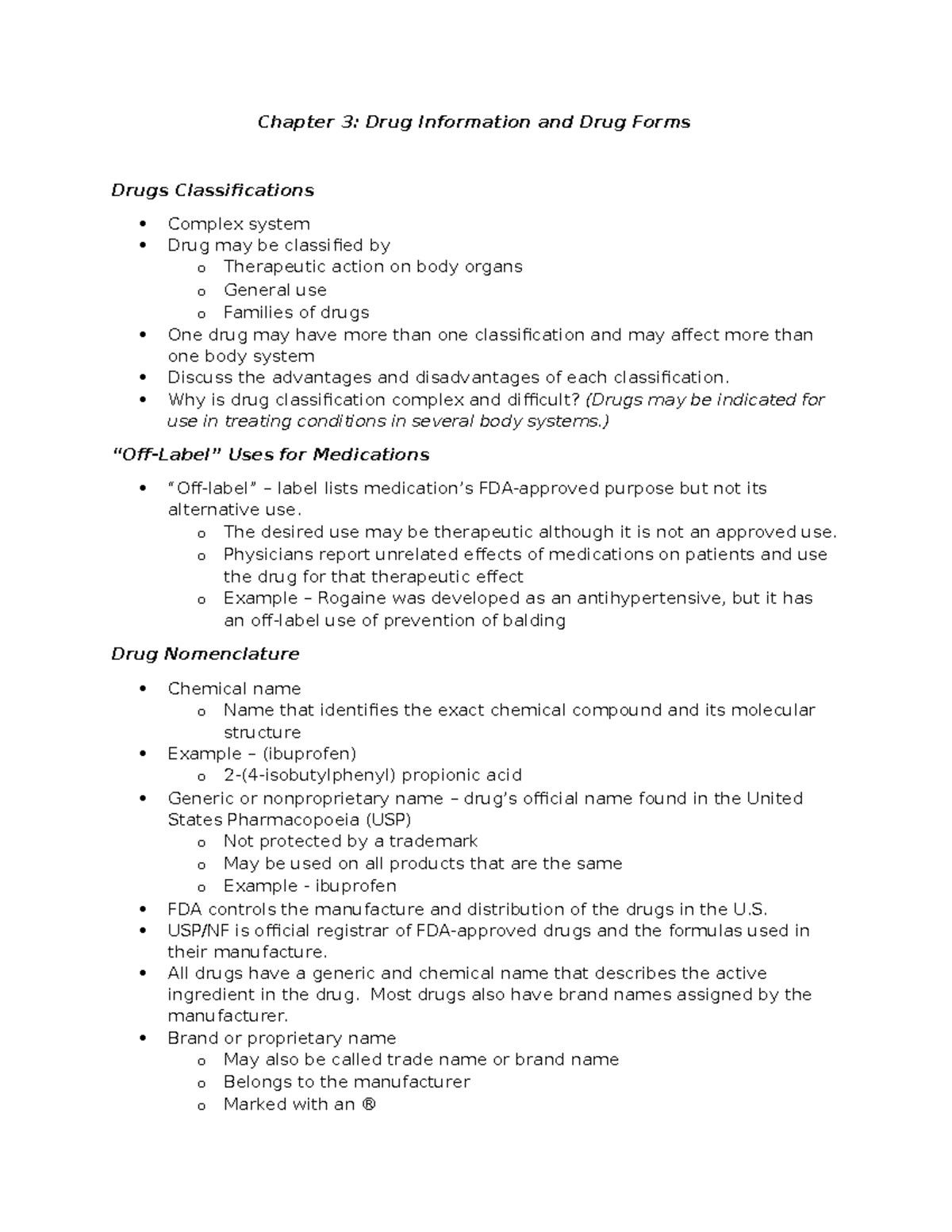 Chapter 3 Drug Information and Drug Forms - Why is drug classification ...