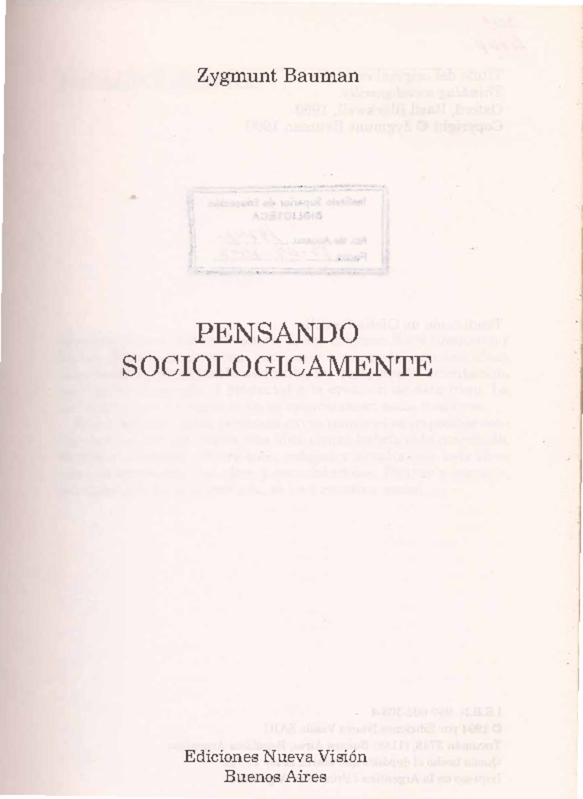 Bauman Naturaleza y cultura - Zygmunt Bauman PENSANDO SOCIOLOGICAMENTE ...