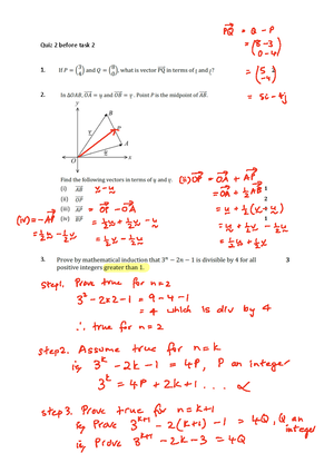 Quiz 1 - Quiz for trig, induction and vectors - Yr12 Ext1 - Quiz1 for Ass Task 2 1. 2. - Studocu