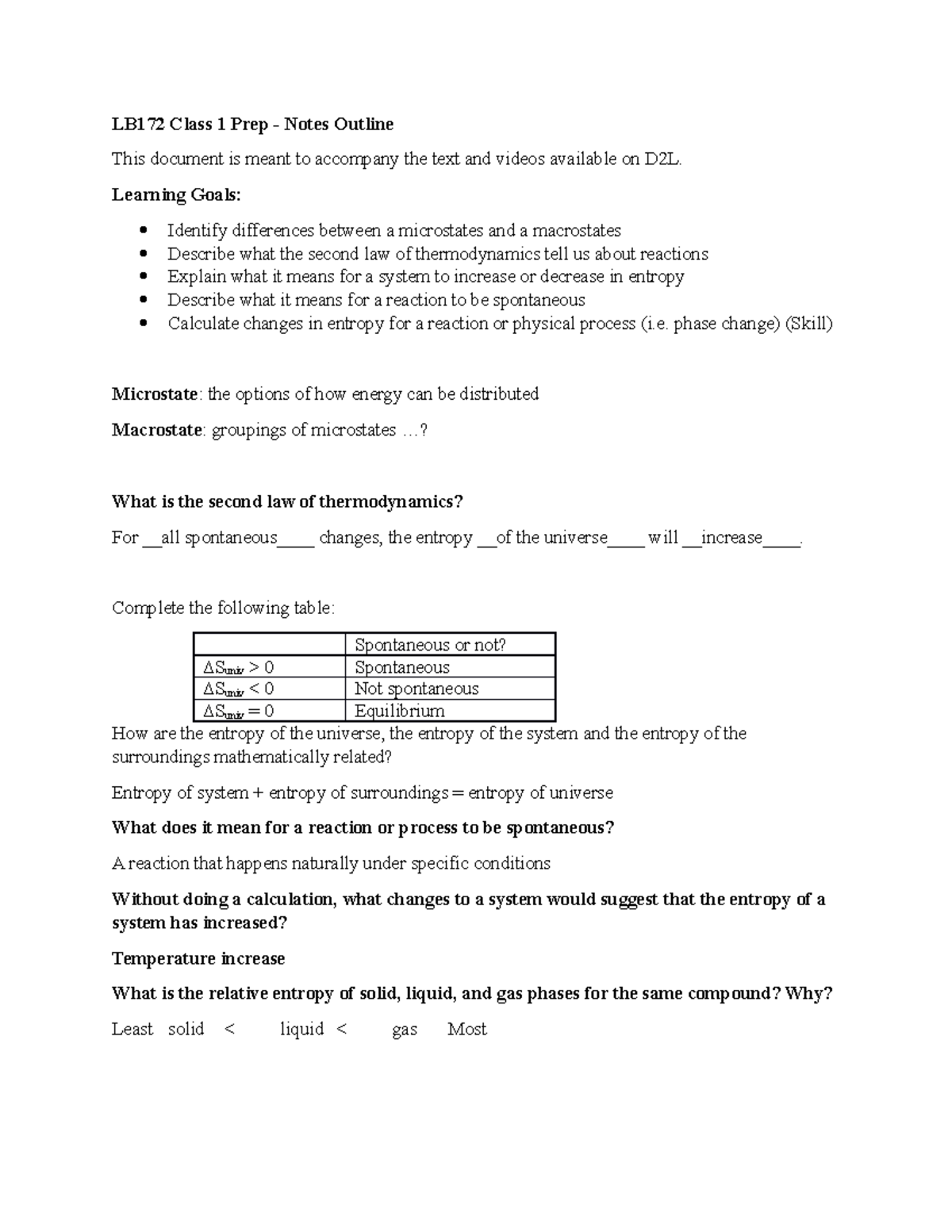 LB172 Class 1 Notes Outline - LB172 Class 1 Prep - Notes Outline This ...
