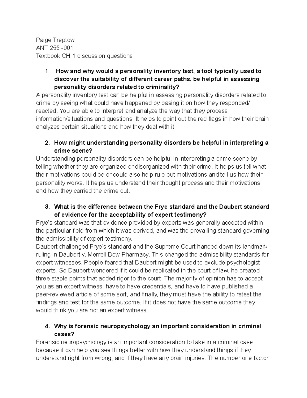 ANT 255- Textbook Ch1 Discussion - Paige Treptow ANT 255 - Textbook CH ...