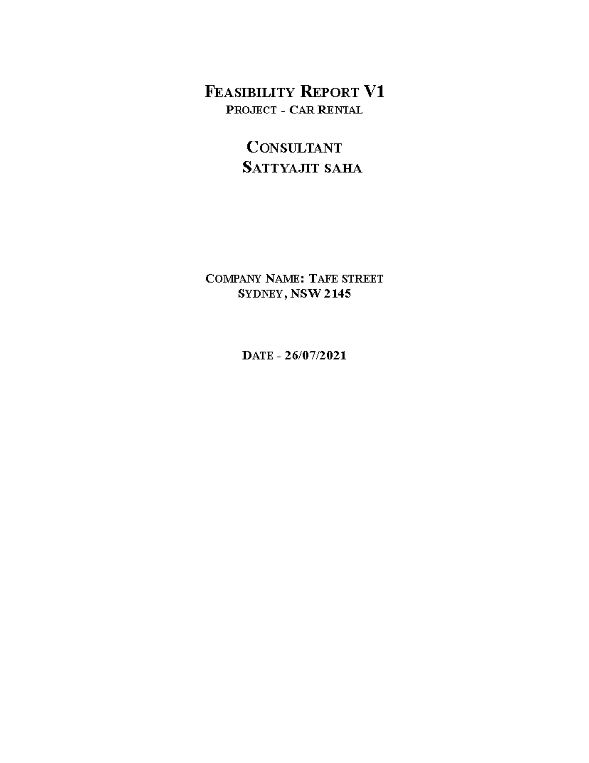 1.SAHA Feasibility Report V2 - FEASIBILITY REPORT V PROJECT - CAR ...