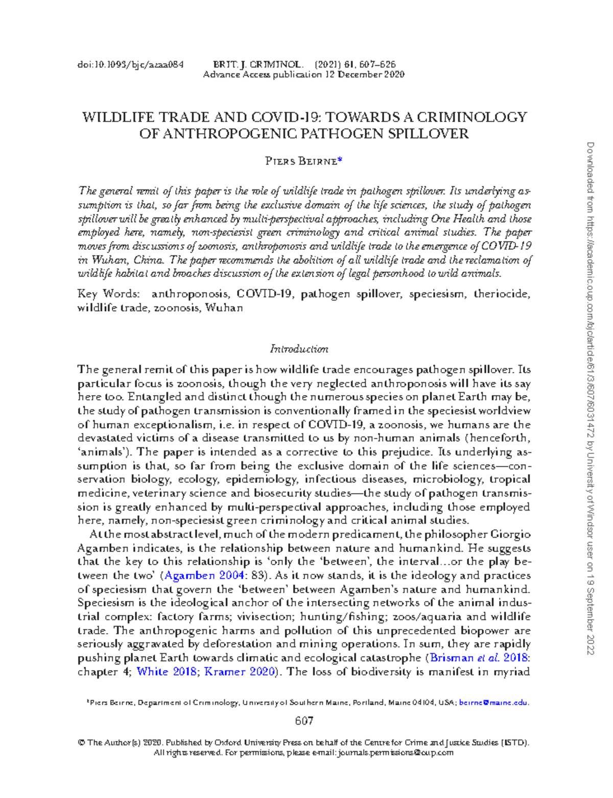 Green criminology article - *Piers Beirne, Department of Criminology ...