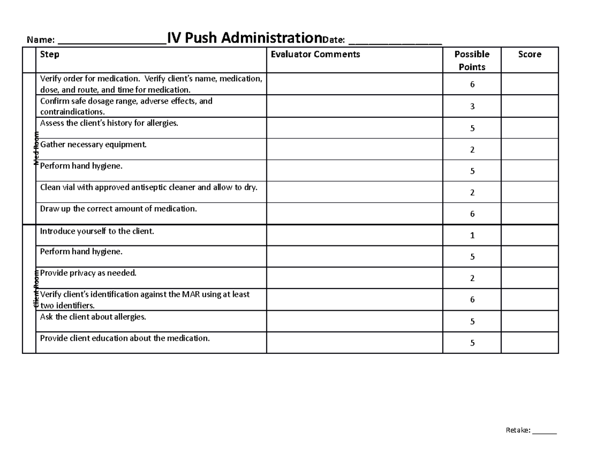 IV Push Fall 23 - CHECK OFF - Nurs4528 - UTHealth - Studocu
