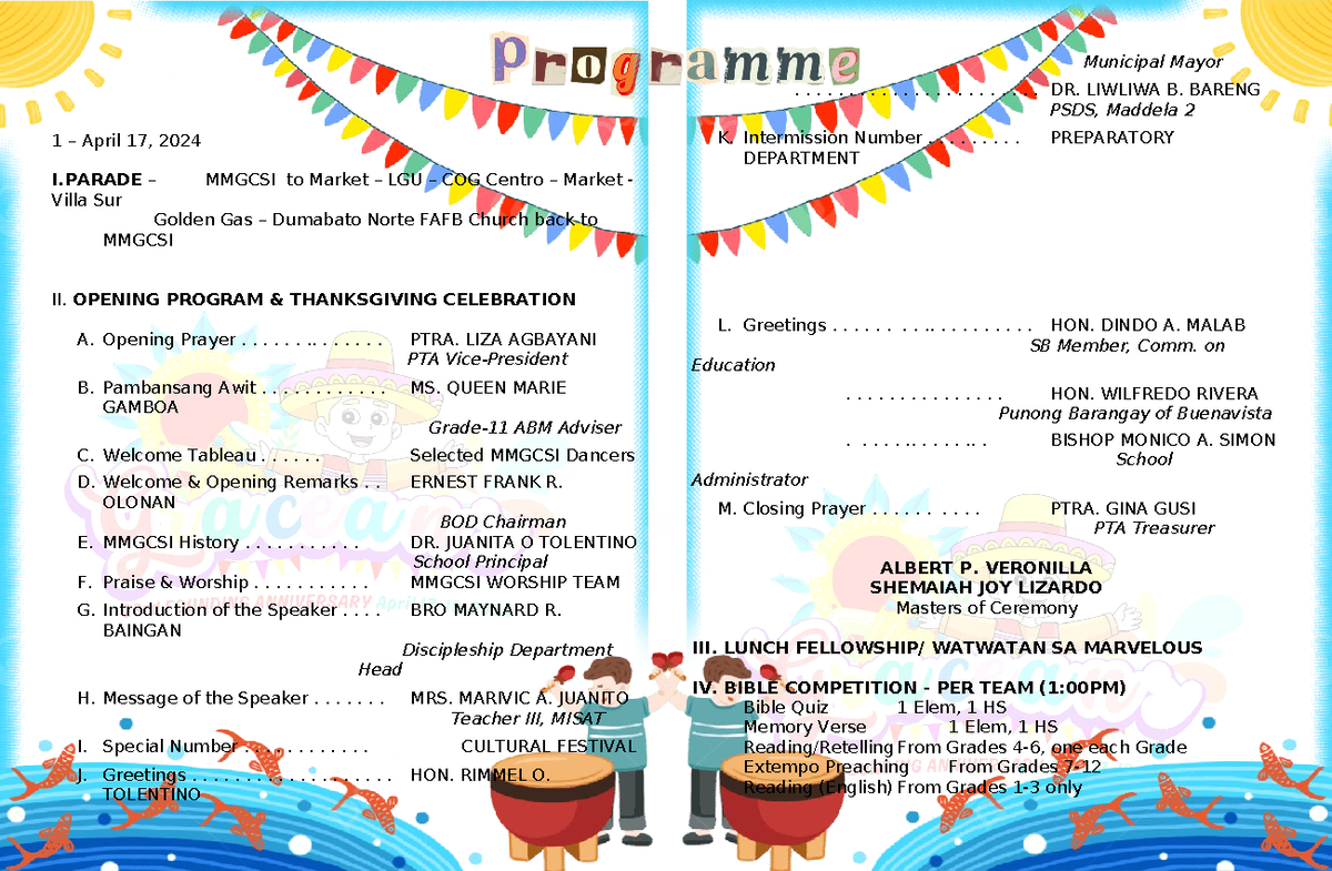 23rd founding Programme - 1 – April 17, 2024 I – MMGCSI to Market – LGU ...