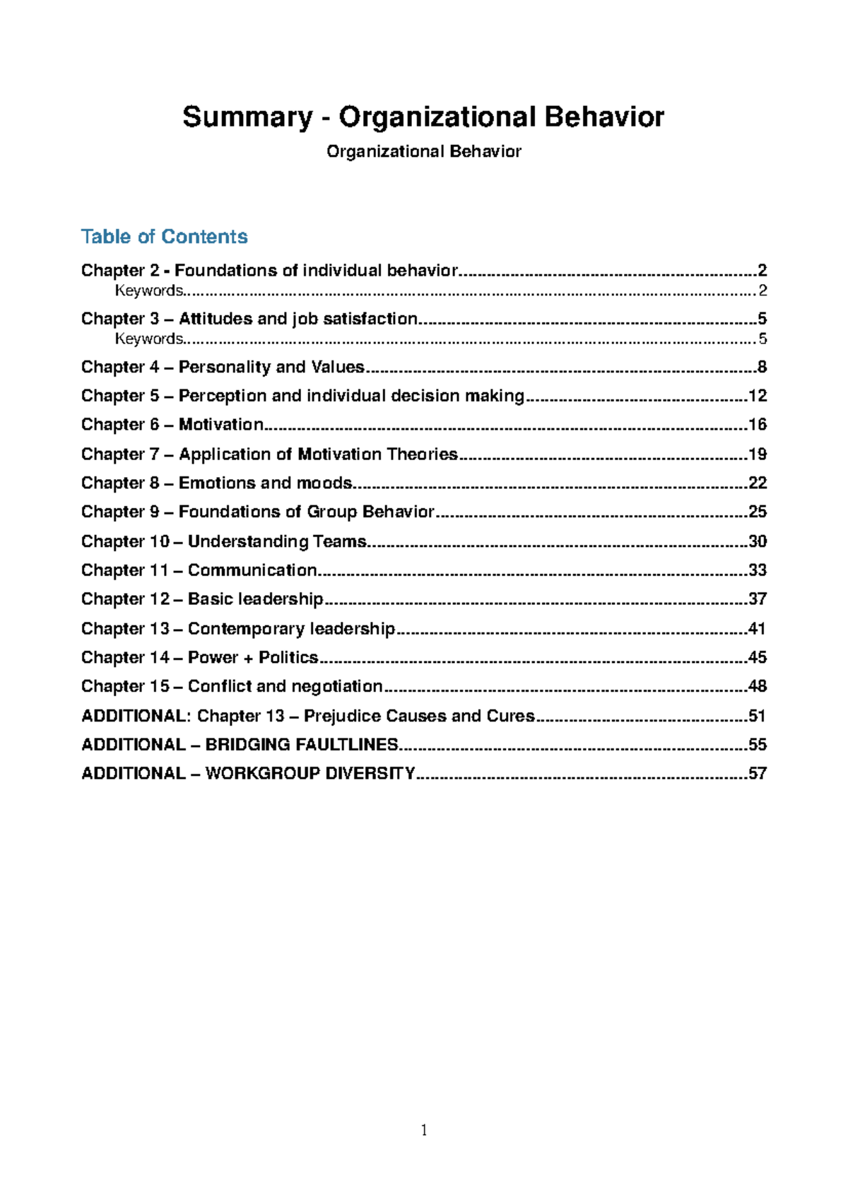 Summary Organizational Behavior - Summary - Organizational Behavior ...