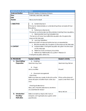 Summative test - Explicit Lesson Plan in Grade 8 - Name