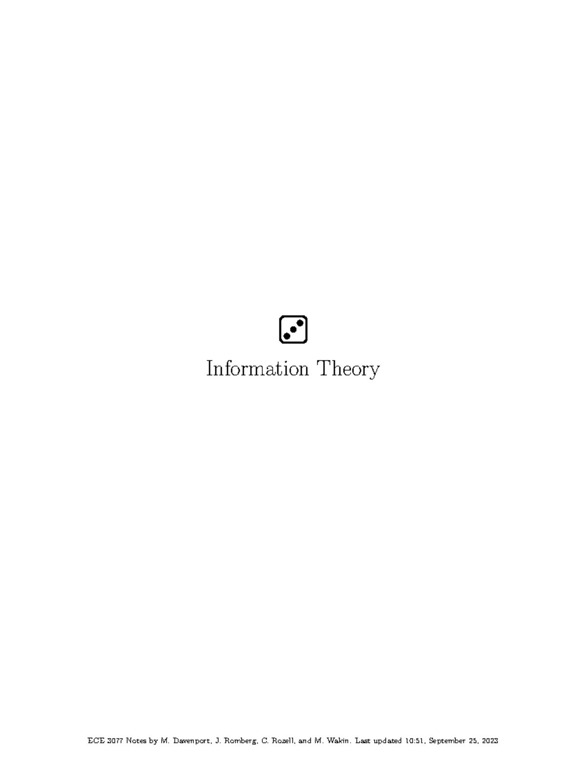 06 Entropy Source Coding 1 Information Theory Overview Of