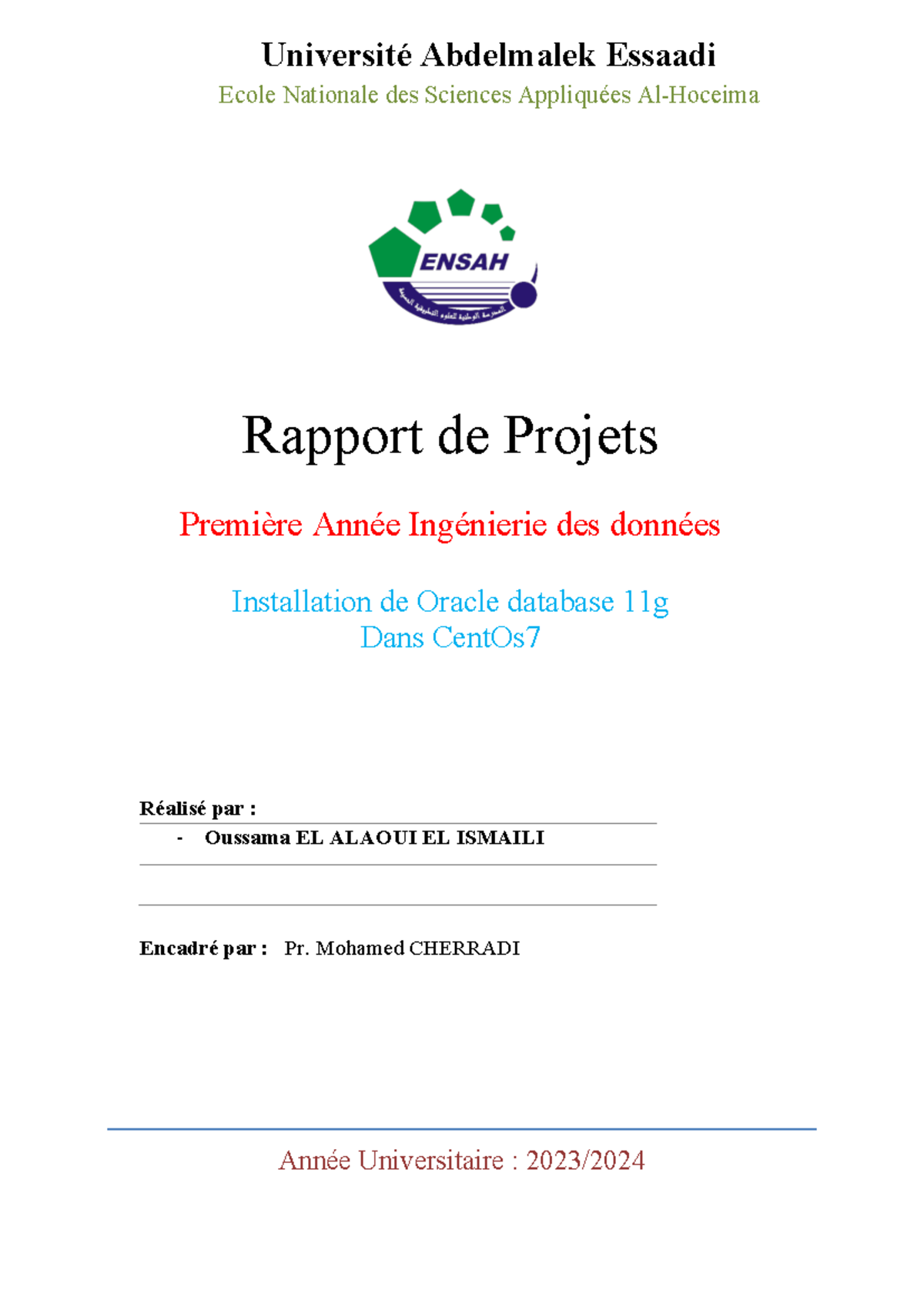 Rapport d'installation d'Oracle 11g - Année Universitaire : 202 3 /202 ...