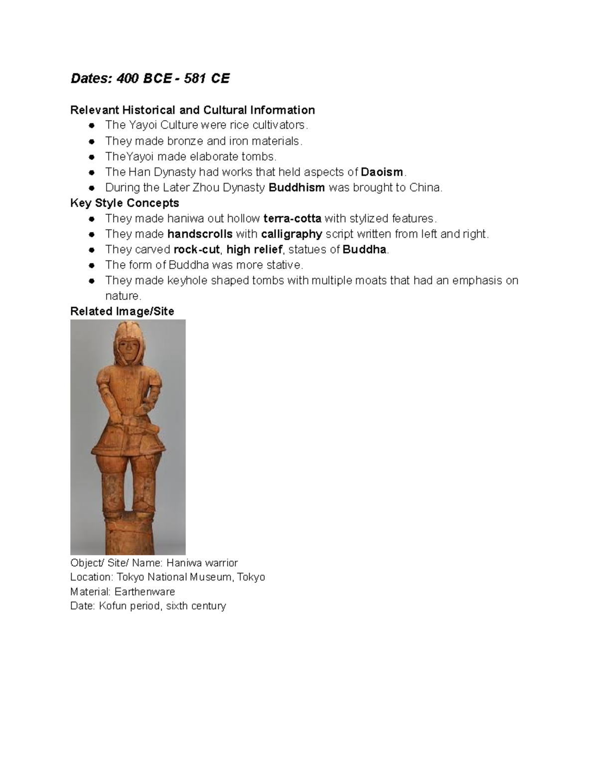 Chapter 21 Art of Rising Empire in Japan and China - Dates: 400 BCE ...