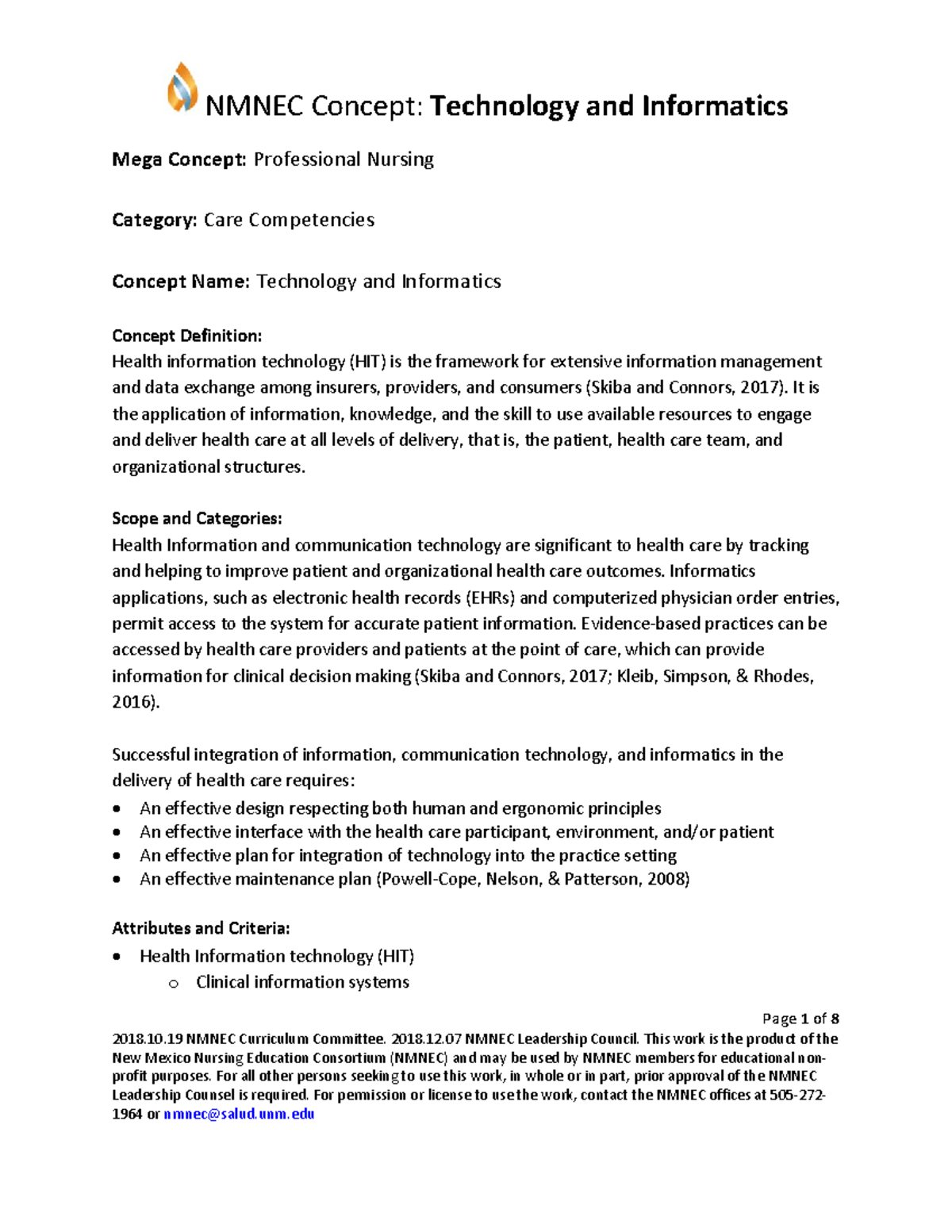 Technology-and-Informatics.rev10.19 - Page 1 of 8 2018.10 NMNEC ...