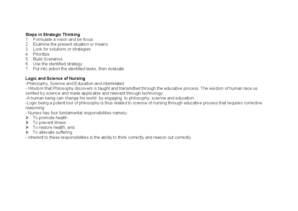 Steps in Strategic Thinking - Steps in Strategic Thinking Formulate a ...