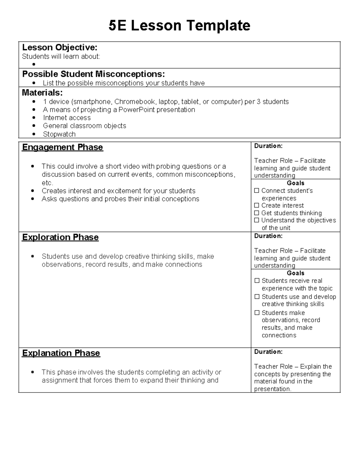 5E-Lesson-Template - 5E Lesson Template Lesson Objective: Students will ...