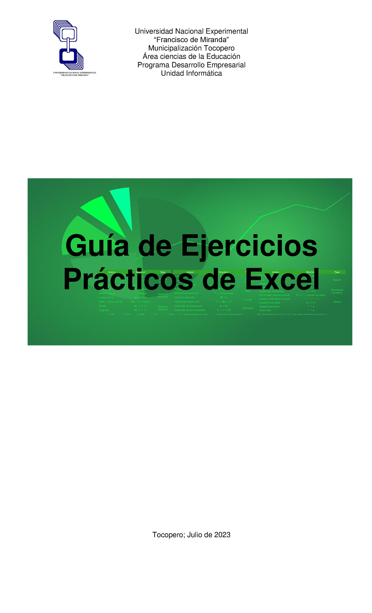 Guia de Ejercicios de Excel - Universidad Nacional Experimental “Francisco de Miranda” - Studocu