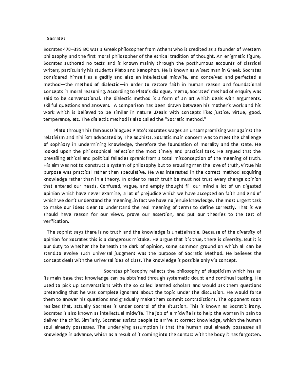 Socrates. The western philosopher - Socrates Socrates 470–399 BC was a ...