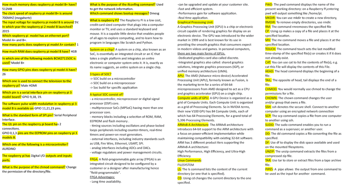 PC-IOT Based Viva Question and Answer. - How much memory does raspberry ...