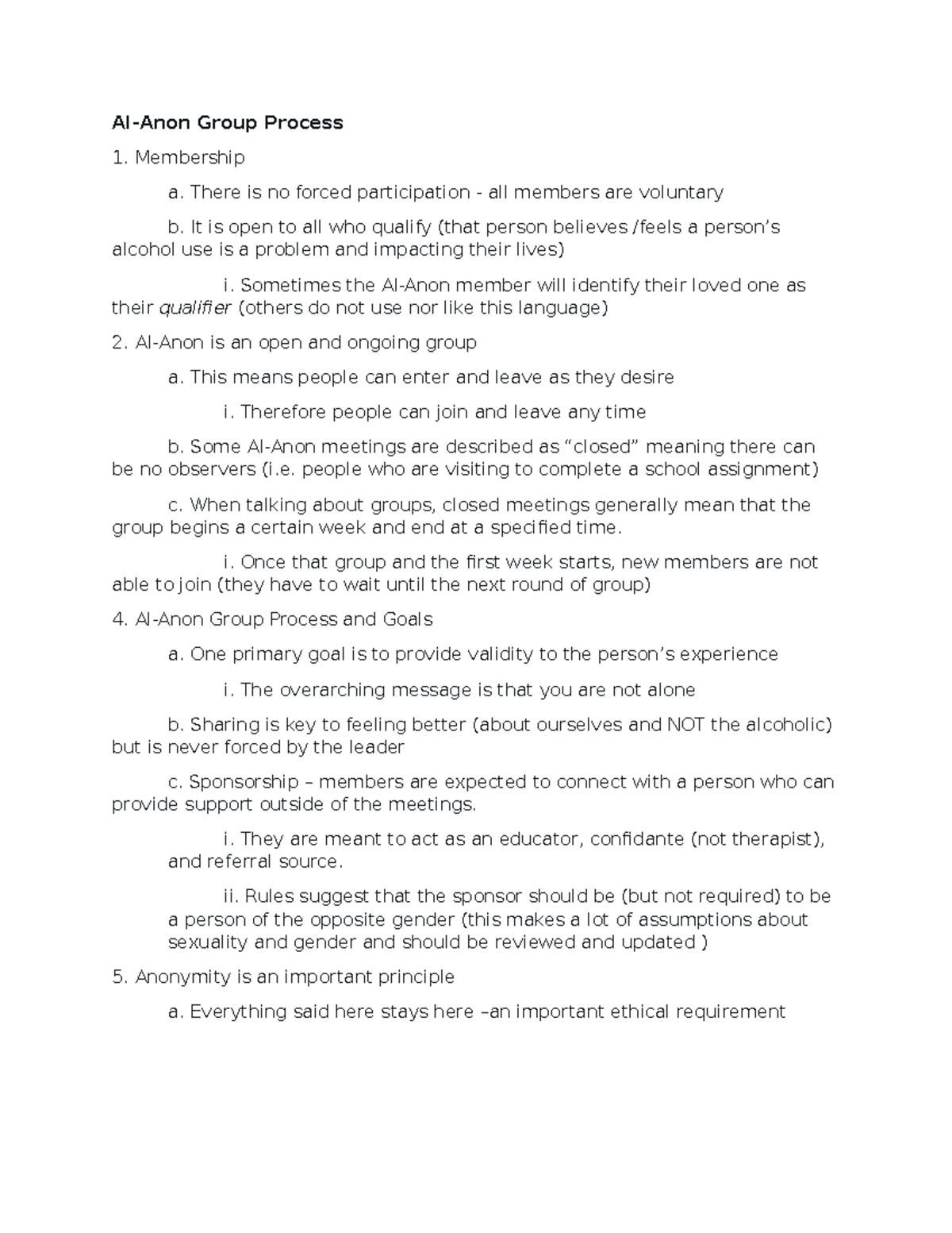 Al-Anon Group 3 Module 4-1 - Al-Anon Group Process Membership a. There ...