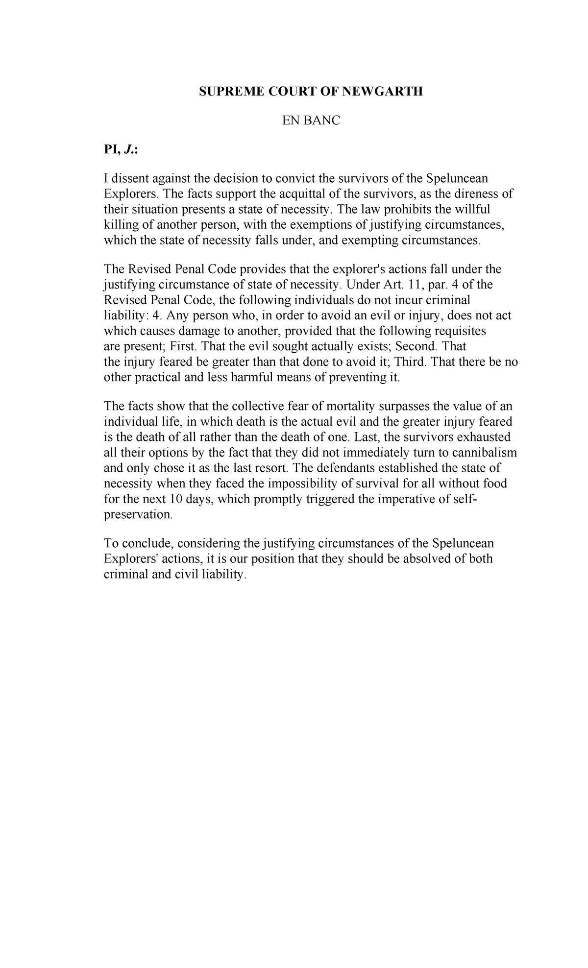 Judicial Opinion_Speluncean Explorers - SUPREME COURT OF NEWGARTH EN ...
