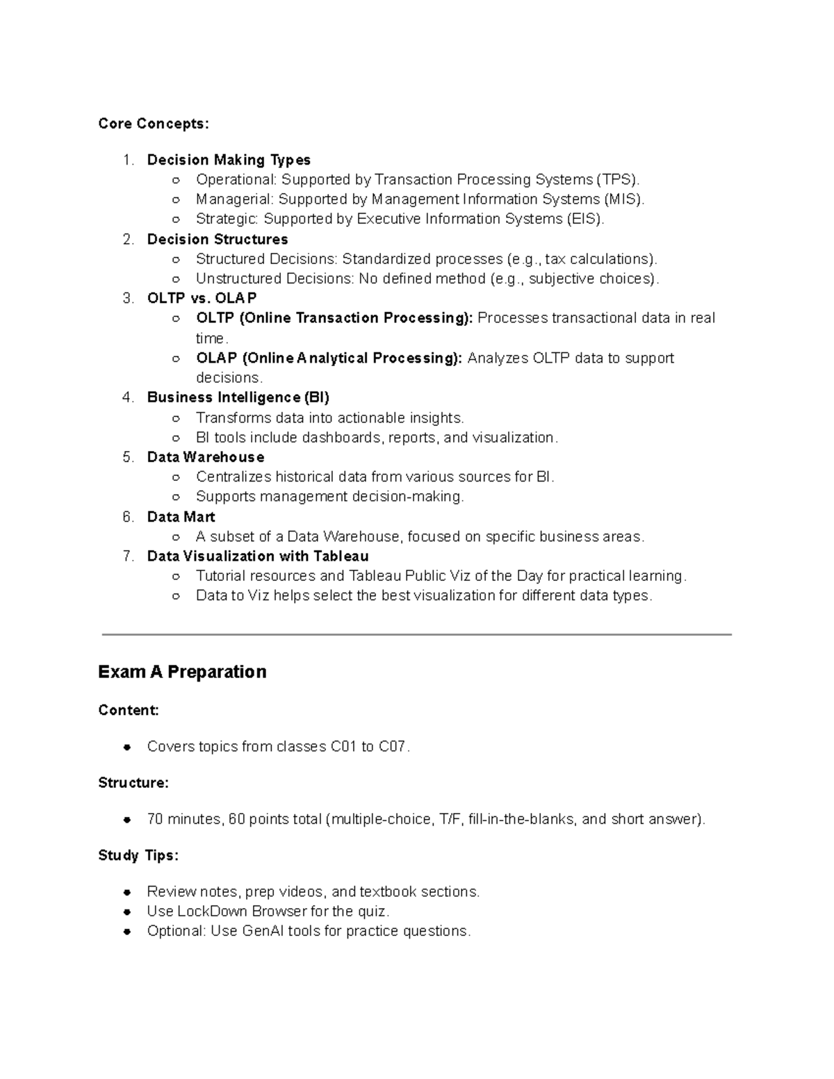 Class 7 Lecture notes part A COmm 205 - Core Concepts: 1. Decision ...
